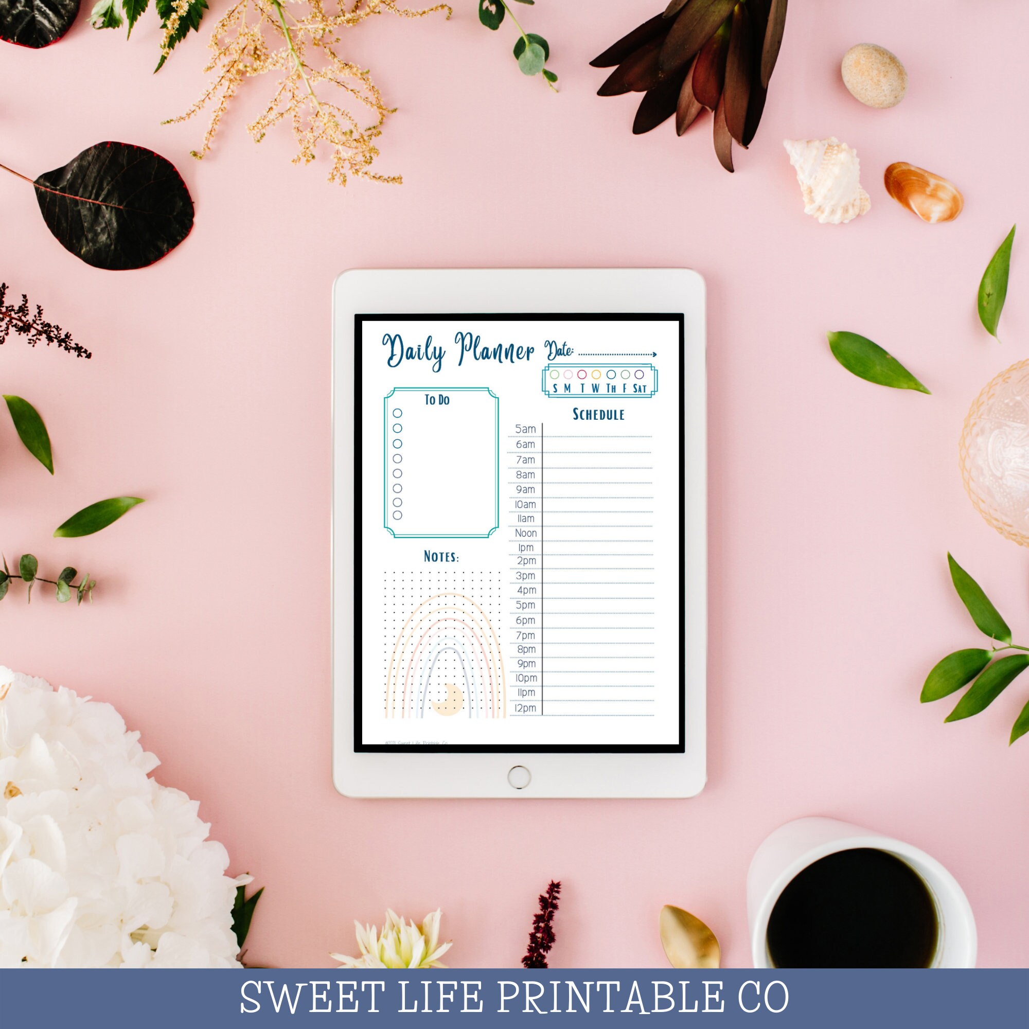 BOHO Rainbow Daily Planner Printables Digital Planner Pages - Etsy