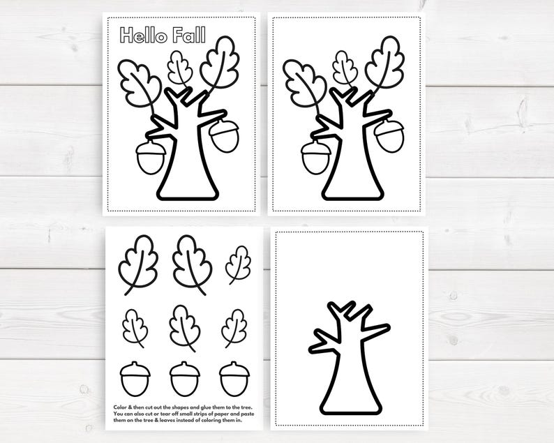 Build A Tree Cut and Paste Craft, Torn Paper Activity, Fall Crafts for ...