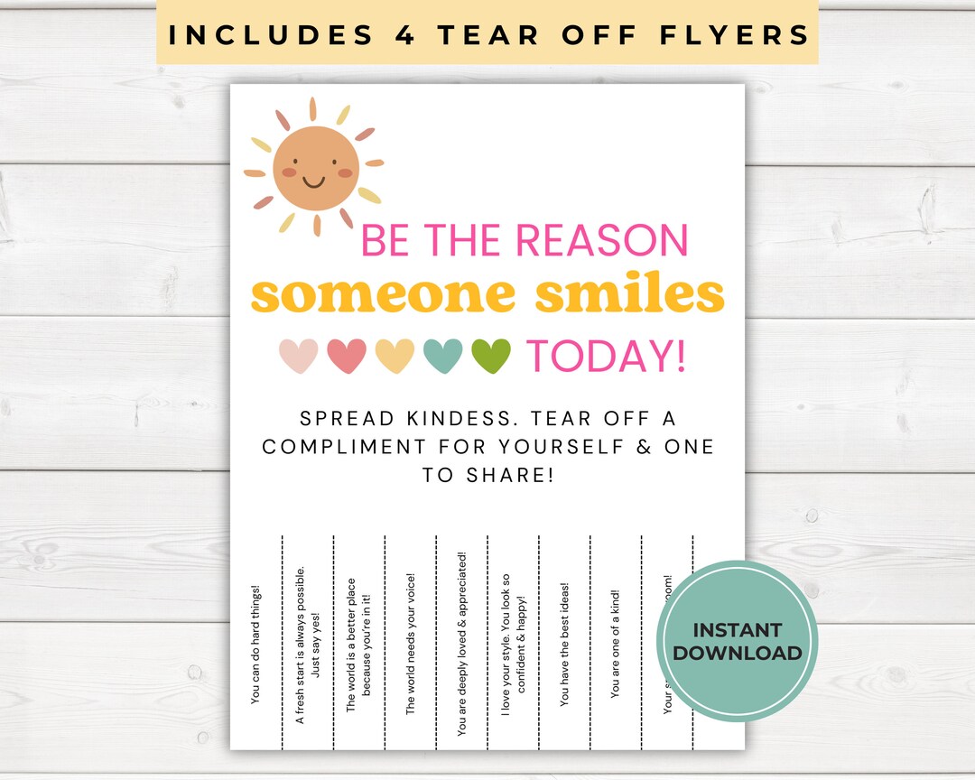 Positive Affirmations for Kids, Tear off Flyer, Tear off Compliments ...