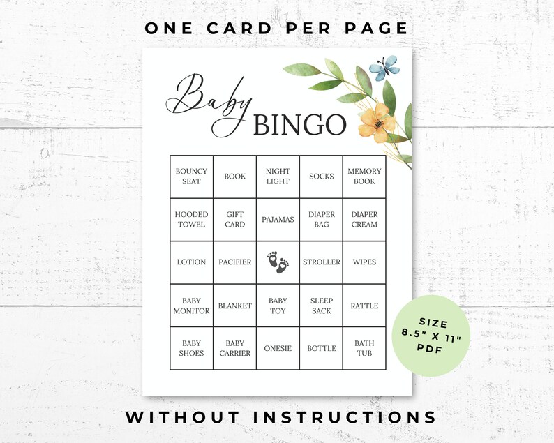 50 Baby Shower Bingo Game Cards, Printable Baby Bingo Game, Baby Shower ...
