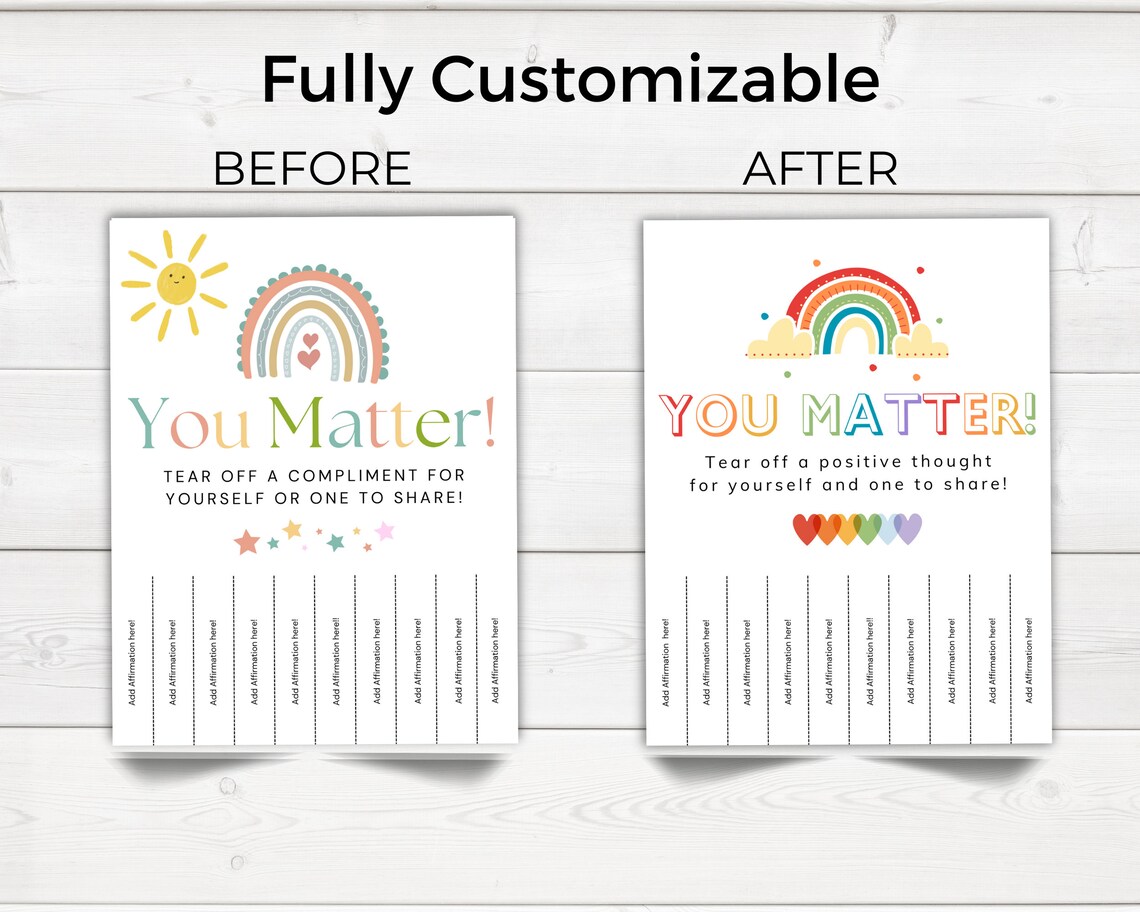 Editable Positive Affirmations for Kids, You Matter Tear off Flyer ...