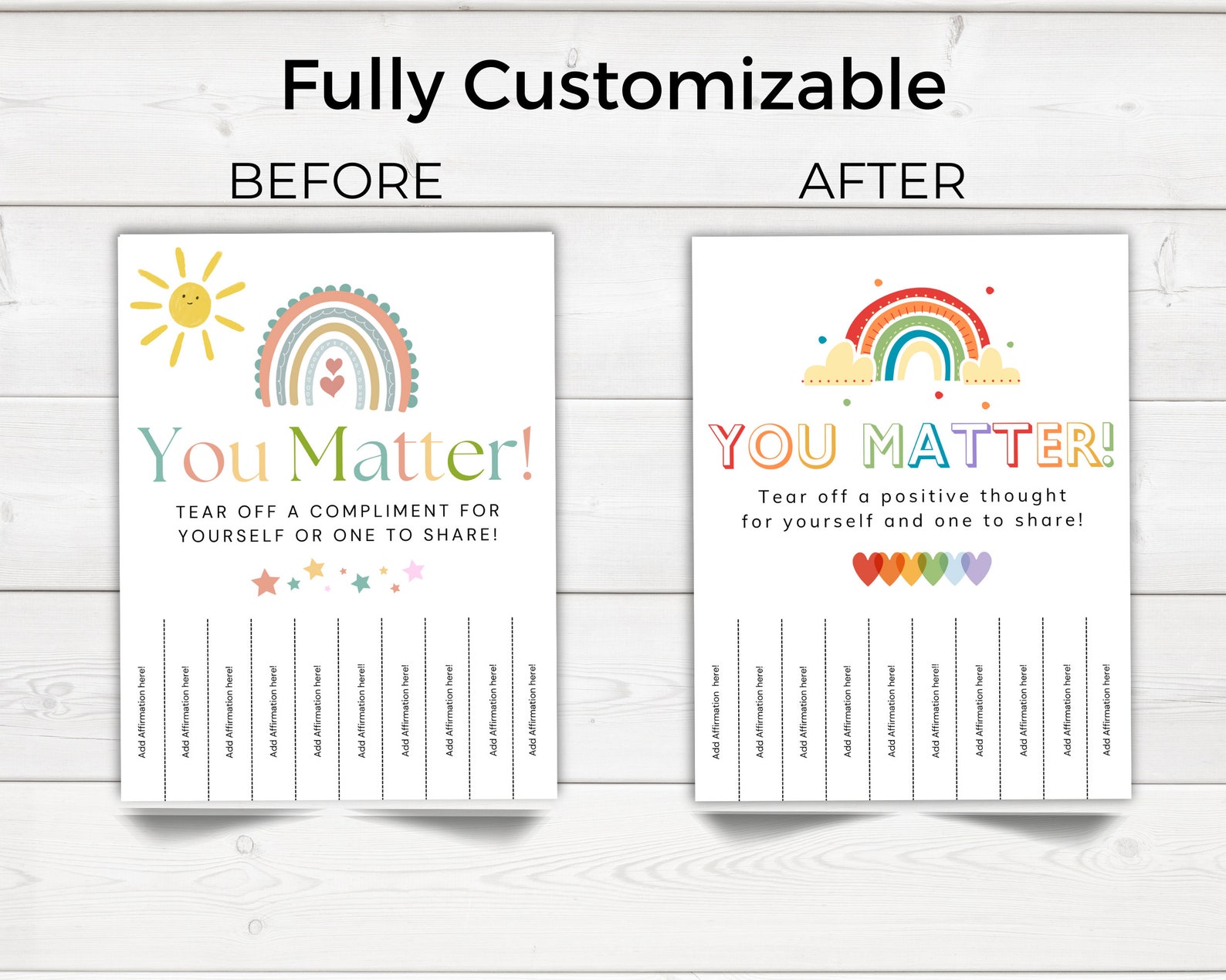 Editable Positive Affirmations for Kids, You Matter Tear off Flyer ...