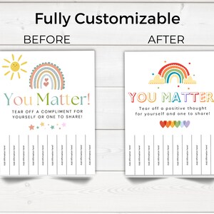 Editable Positive Affirmations for Kids, You Matter Tear off Flyer ...