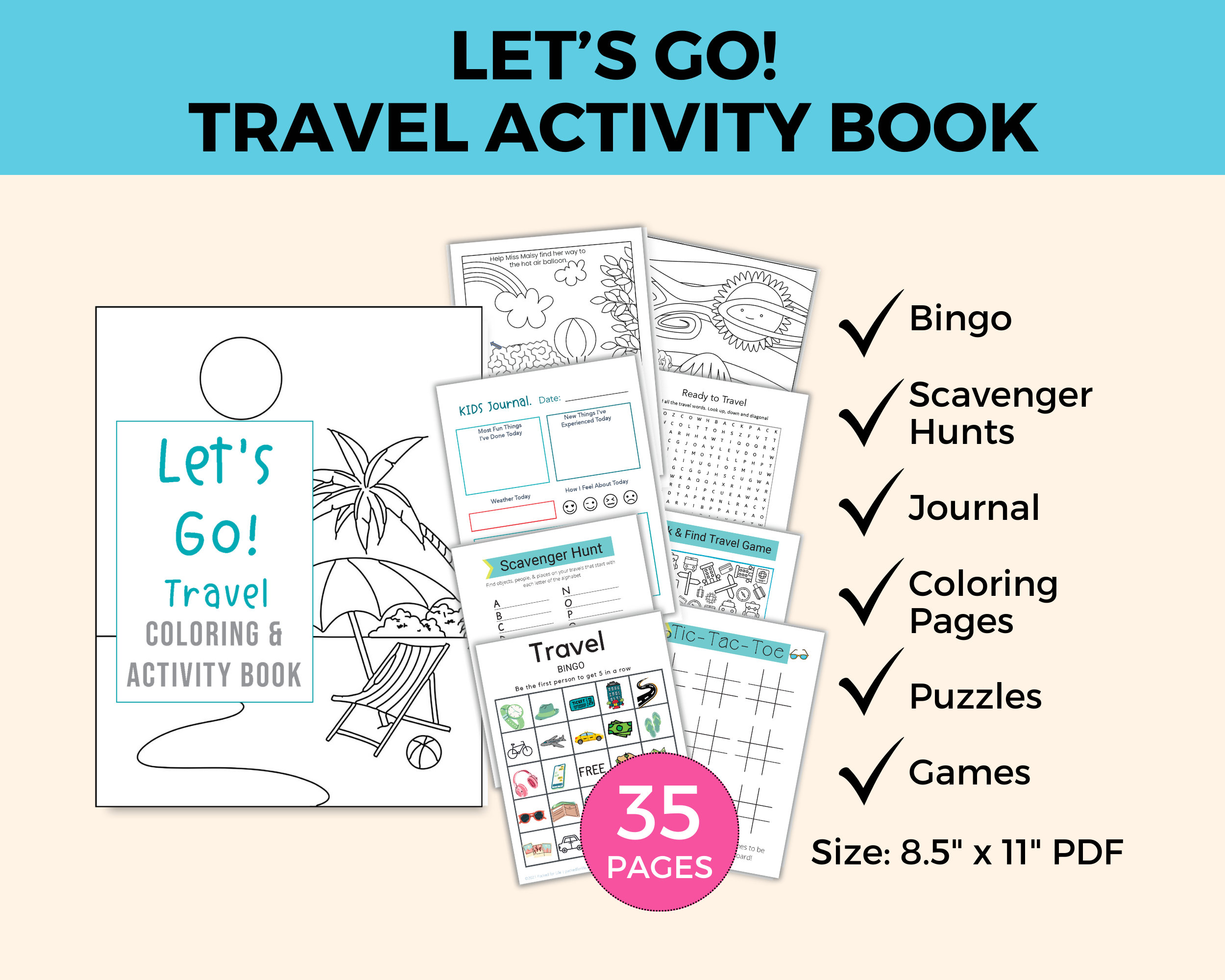 Printable Travel Games, Kids Travel Bingo, Kids Activity Pack, Tic Tac ...