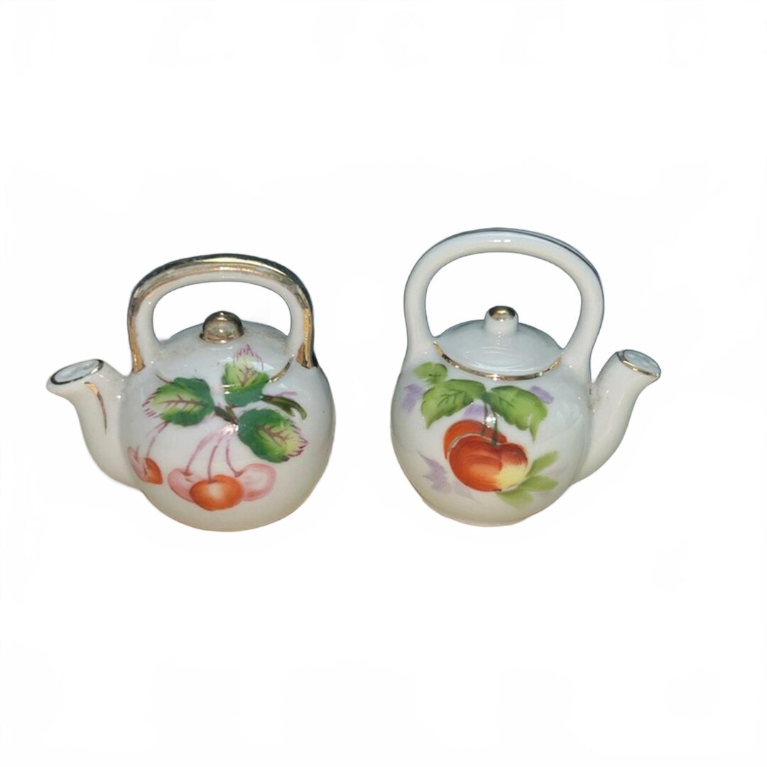 Vintage Miniature Teapot Set With Floral Designs - Etsy