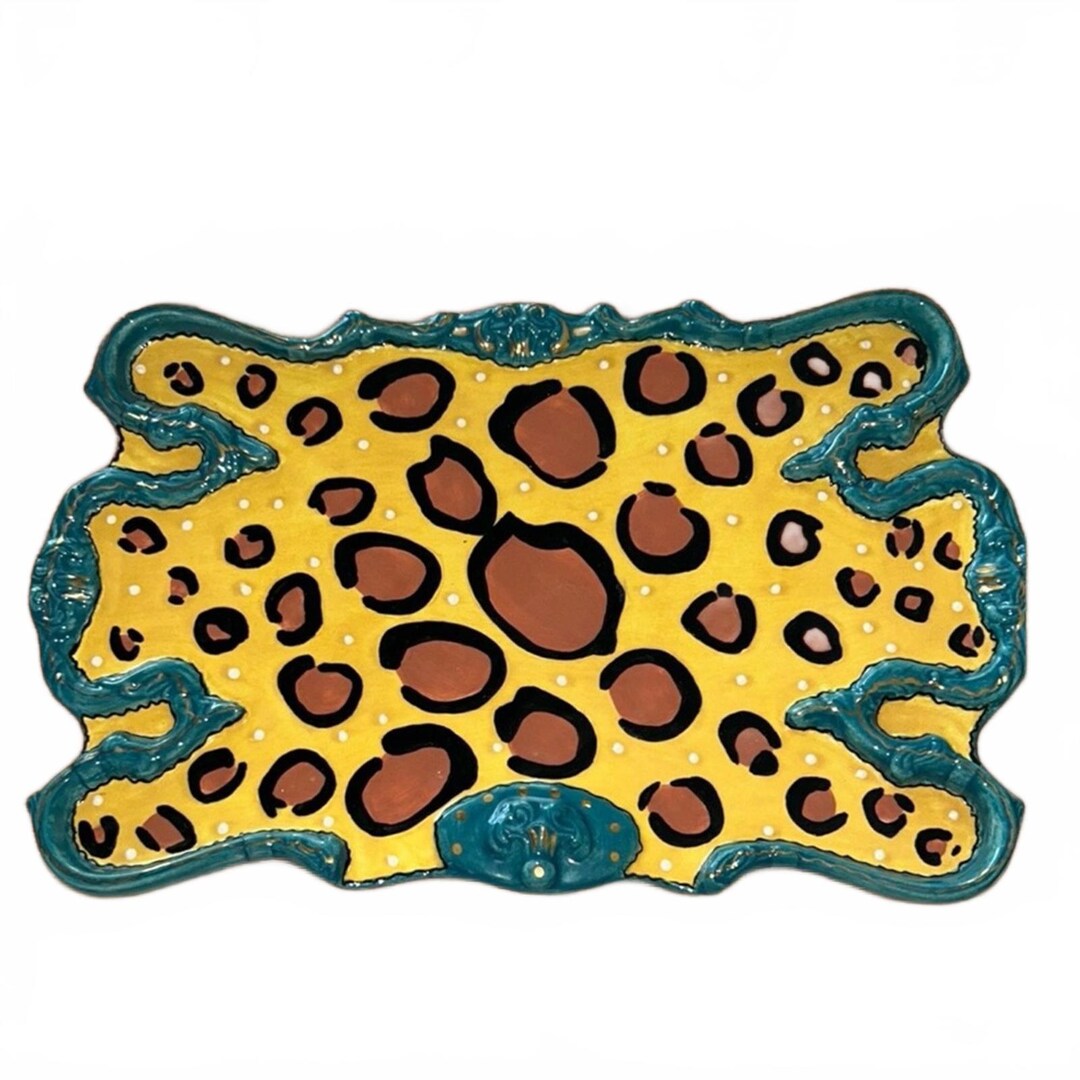 Joanne Delomba Leopard Print Decorative Tray - Etsy