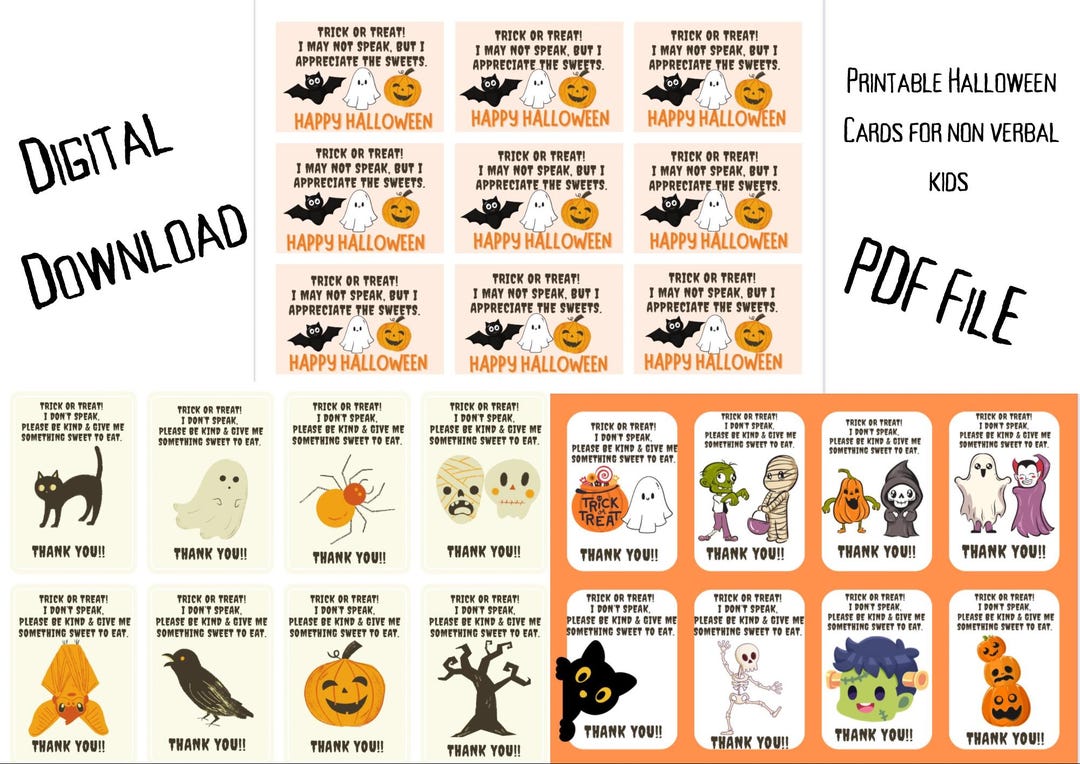 25 Printable Halloween Trick or Treating Information/thank You Cards to ...