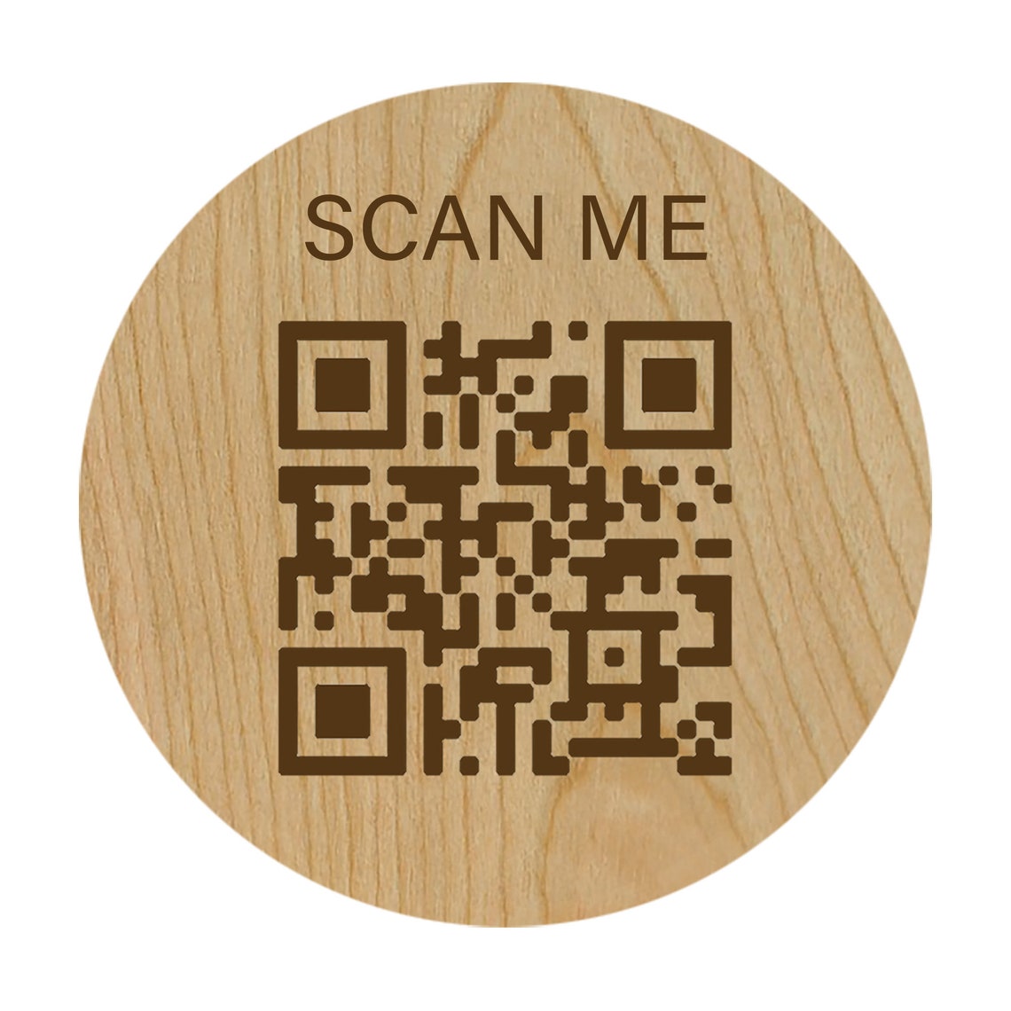 Circle QR Code Wooden Magnet With "scan Me" Text - Etsy
