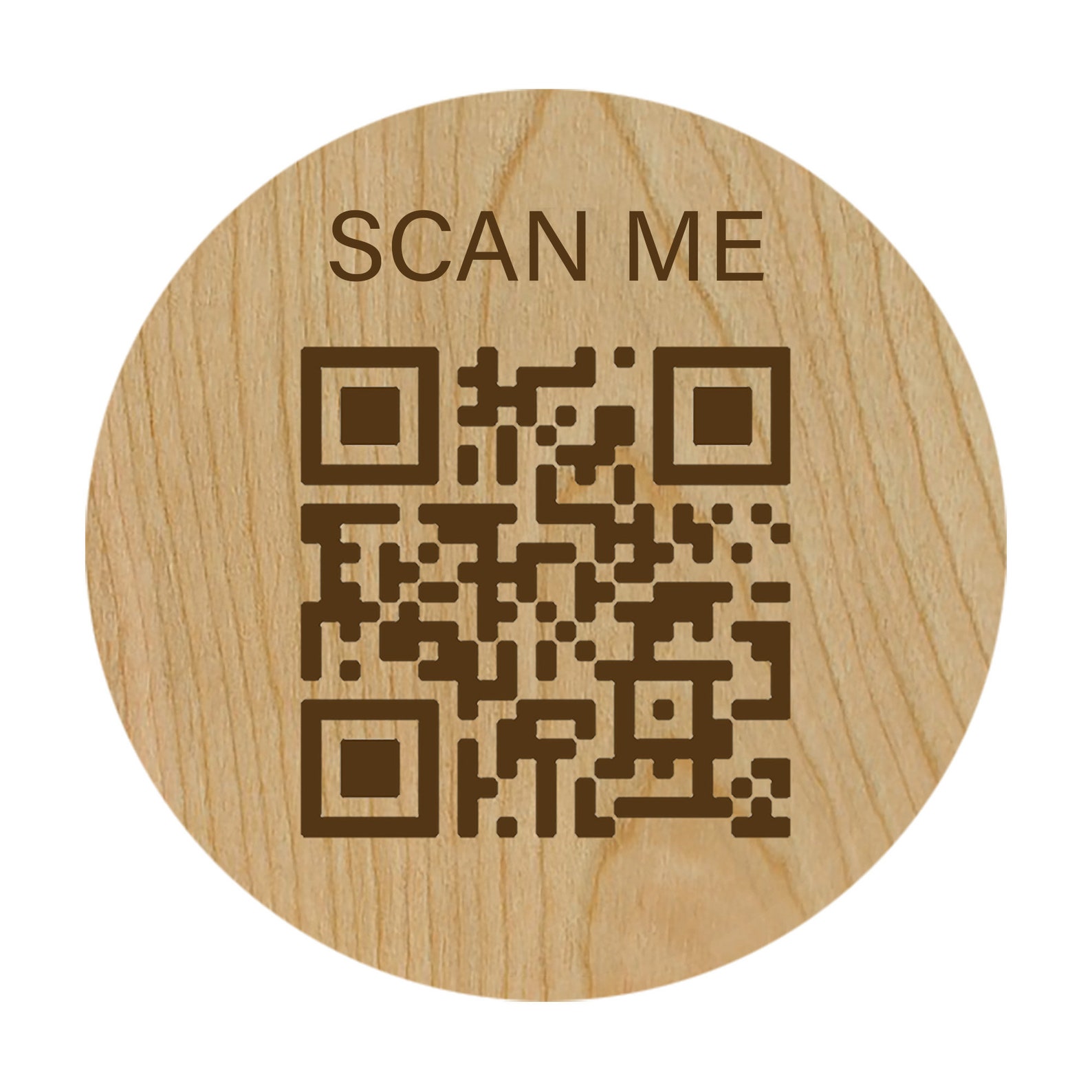 Circle QR Code Wooden Magnet With "scan Me" Text - Etsy