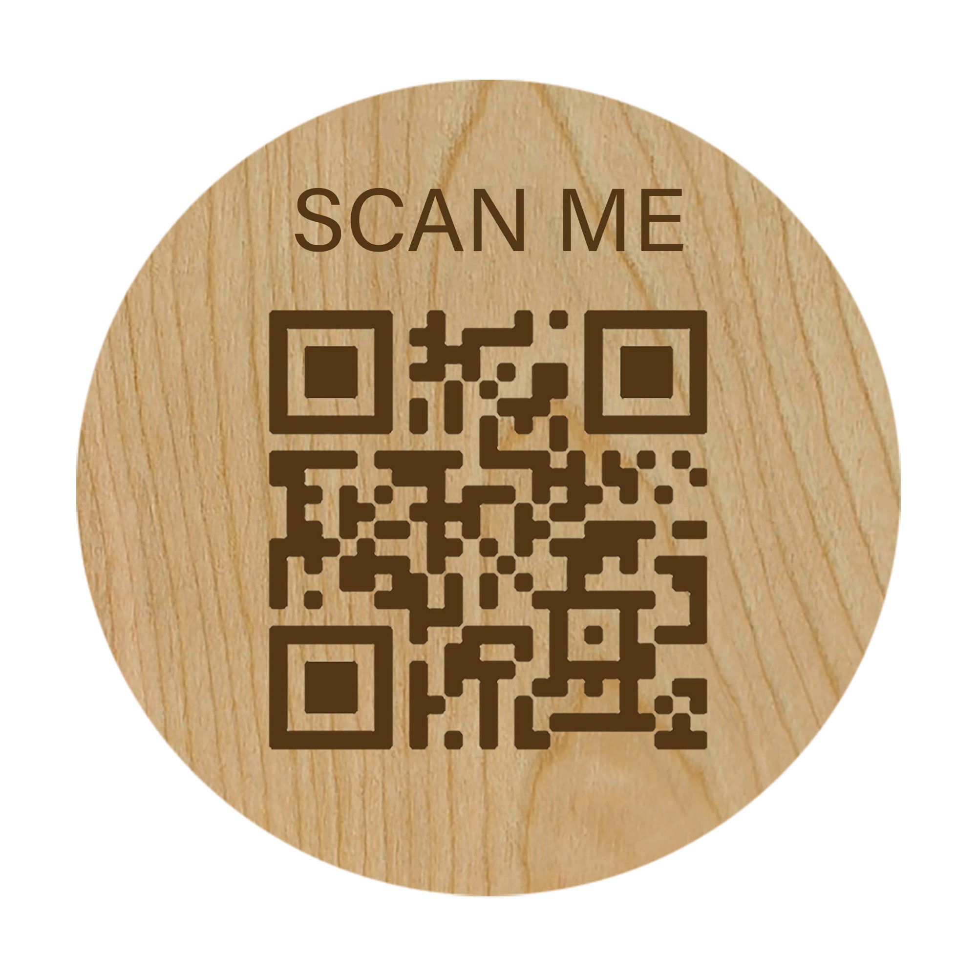 Circle QR Code Wooden Magnet With "scan Me" Text - Etsy