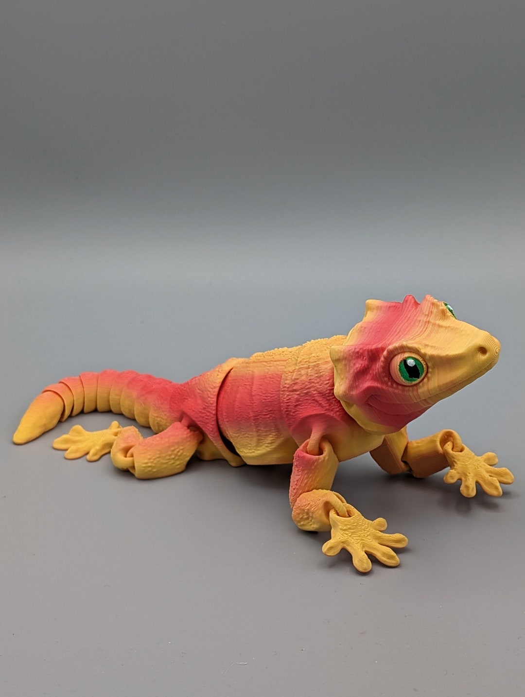 Movable Hump-headed Gecko 3d Print Yellow Red Gargoyle Gecko Decoration ...