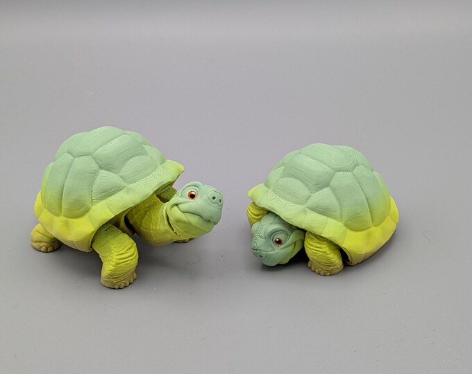 Movable 3D Printed Baby Turtle Matcha Animal Figure From the 3D Print ...