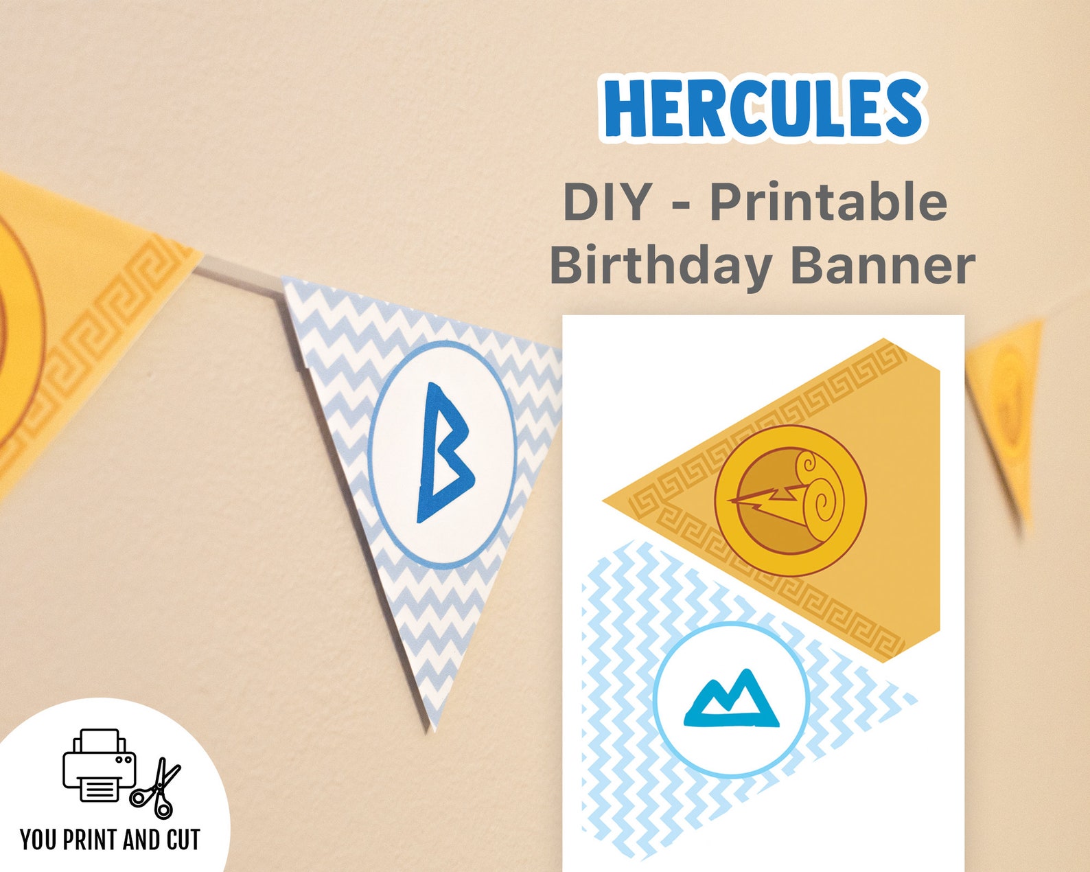 Printable Hercules Banner | Birthday Banner | Hercules Party Decoration ...