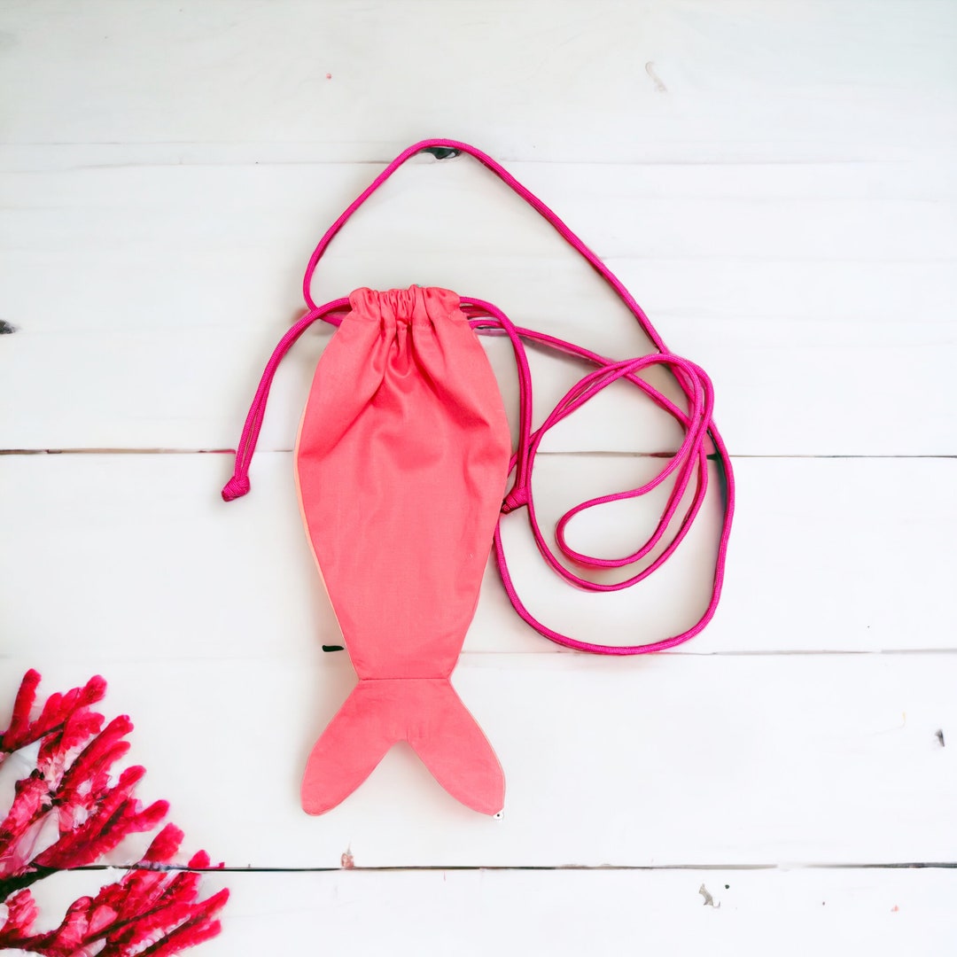 Mini Pink Mermaid Tail Phone Carrier Drawstring Bag - Etsy