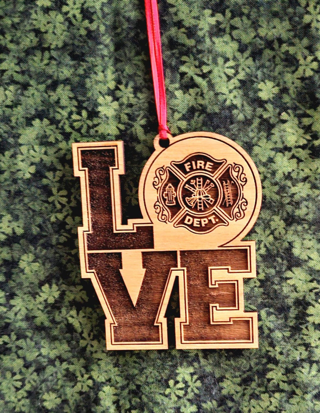 Love for the Fire Department, Wood Ornament, Laser Engraved - Etsy