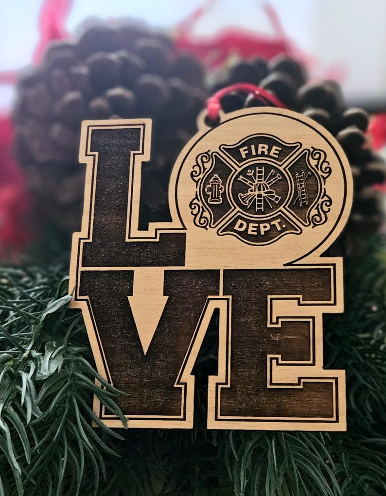 Love for the Fire Department, Wood Ornament, Laser Engraved - Etsy