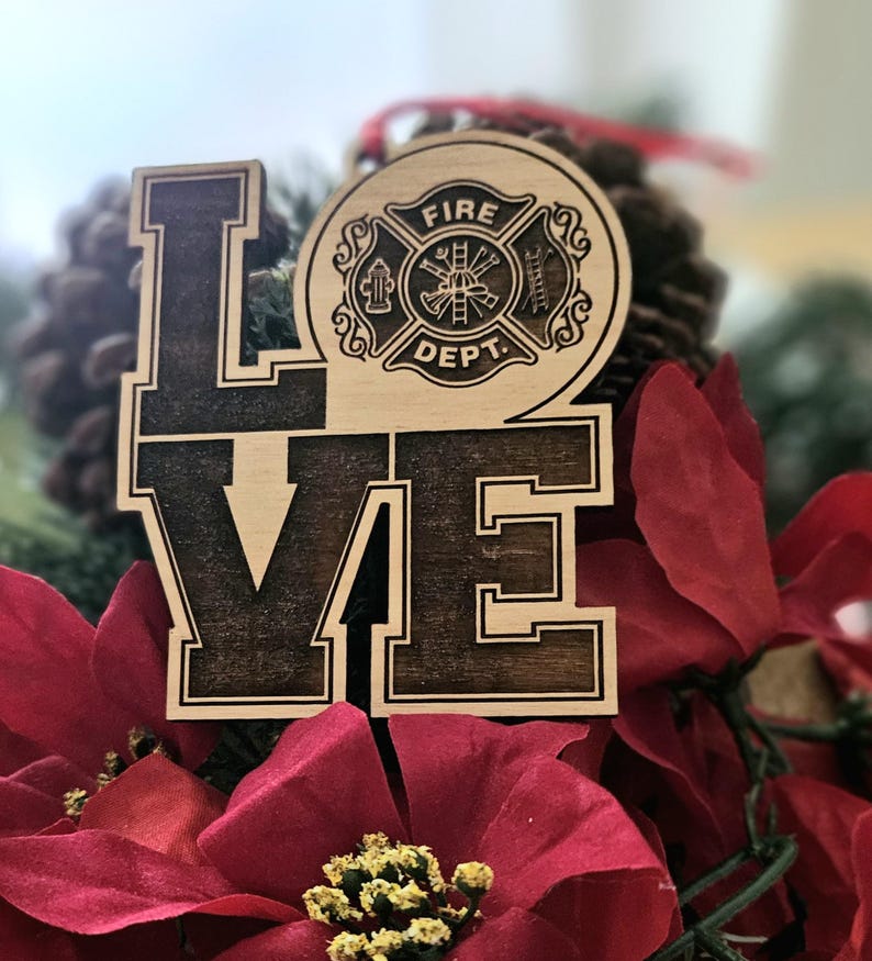 Love for the Fire Department, Wood Ornament, Laser Engraved - Etsy