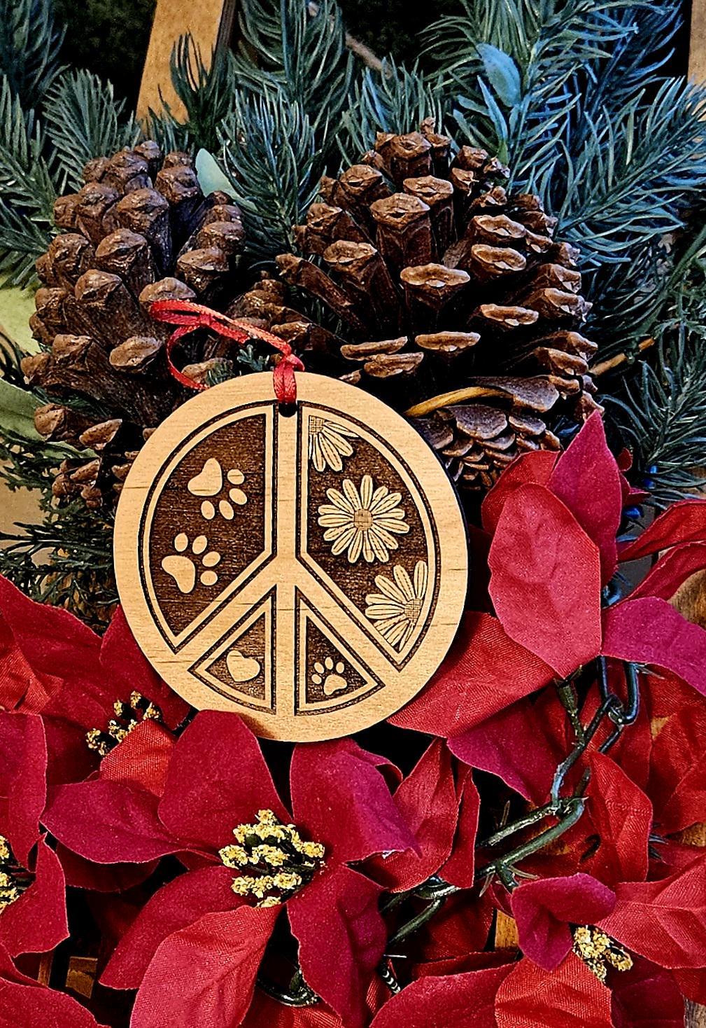 Peace Symbol With Flowers and Paw Prints - Etsy