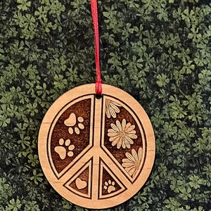 Peace Symbol With Flowers and Paw Prints - Etsy
