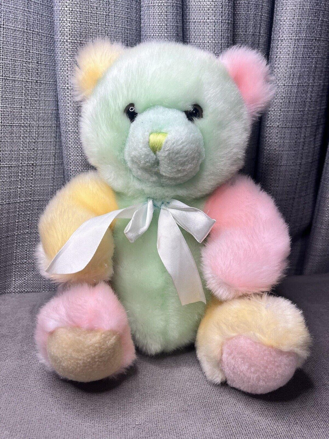 VTG Tony Toy Mint Green Pink Yellow Teddy Bear Plush Stuffed Animal ...