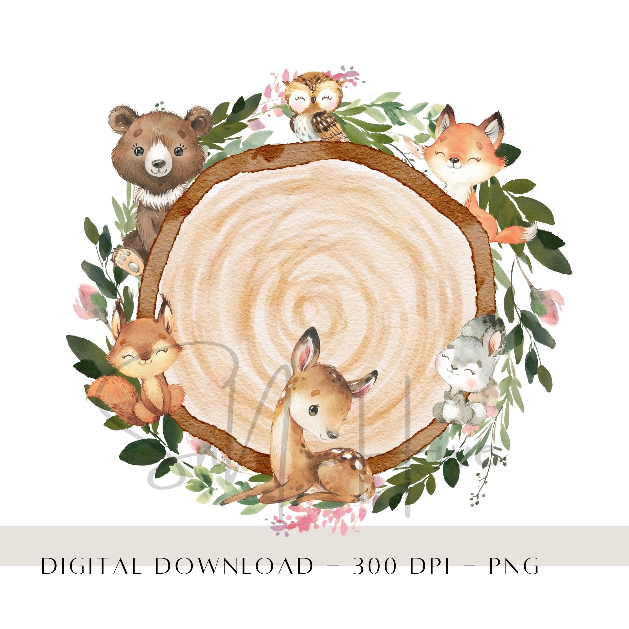 Woodland Animals Wreath PNG: Forest Friends Clipart Digital Download - Etsy