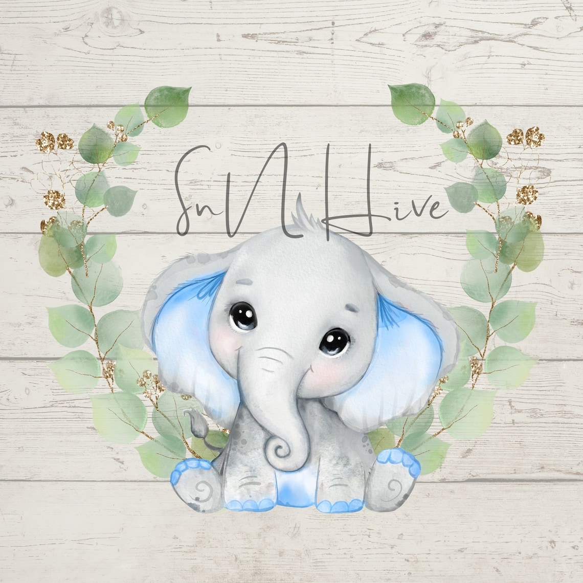 Baby Elephant Clipart Watercolour Greenery Elephant PNG - Etsy
