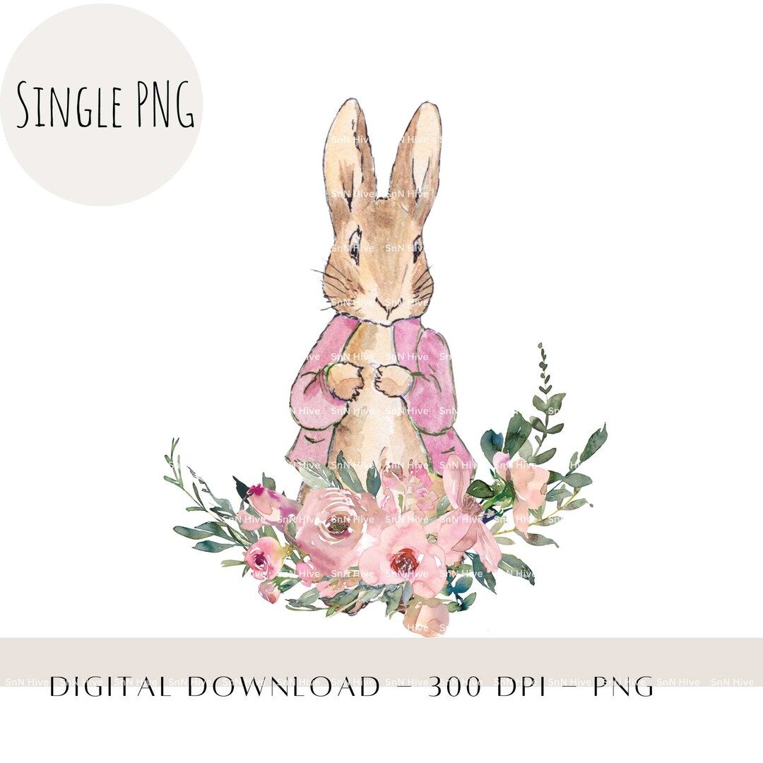 Pink Flopsy Bunny PNG, Peter Rabbit PNG, Peter Rabbit Floral ...