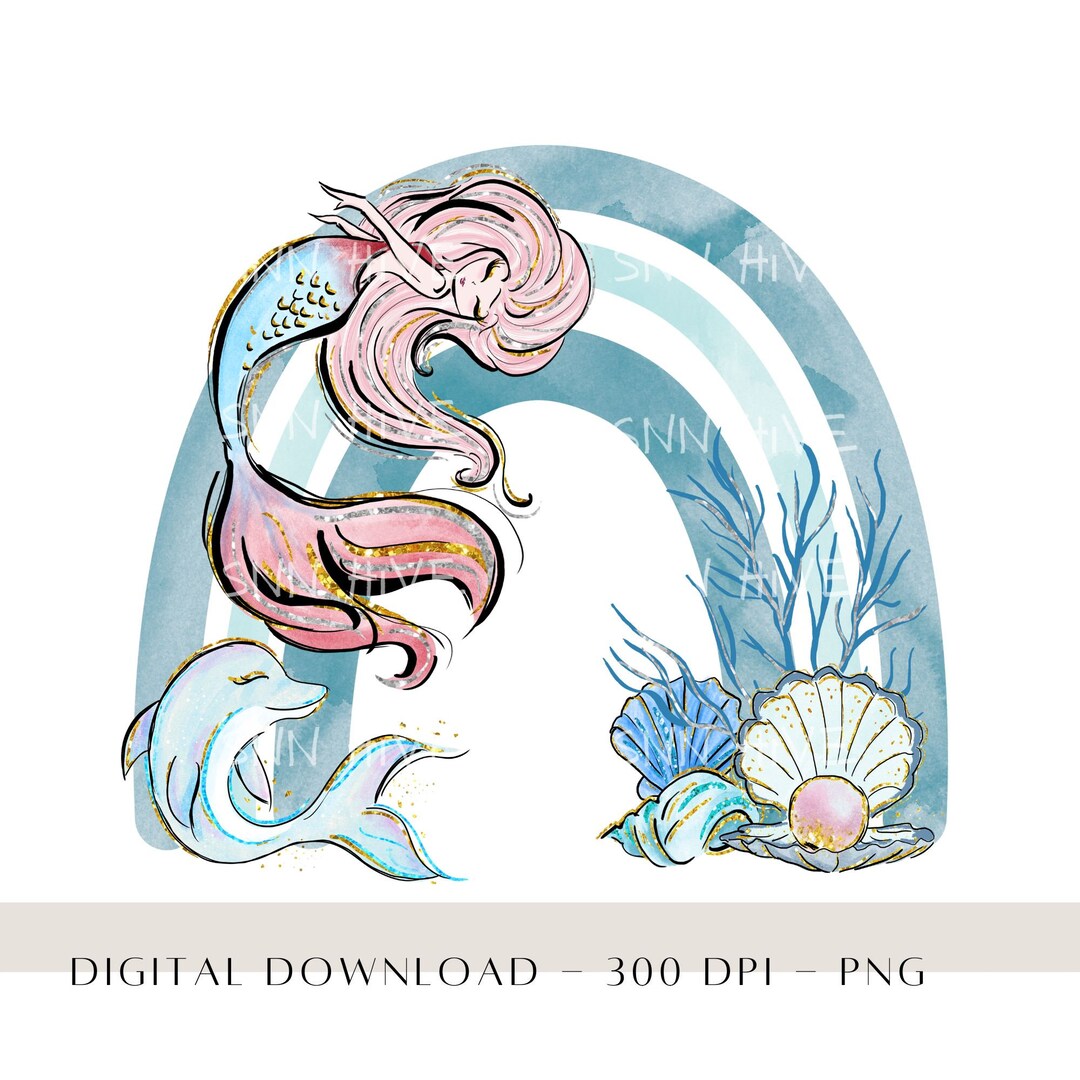 Mermaid Rainbow Underwater PNG, Sublimation Design, Under the Sea ...