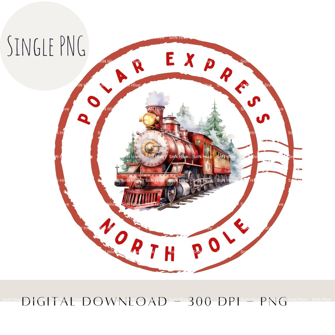 Christmas Train Station Stamp PNG, Festive Steam Engine PNG, Holiday ...