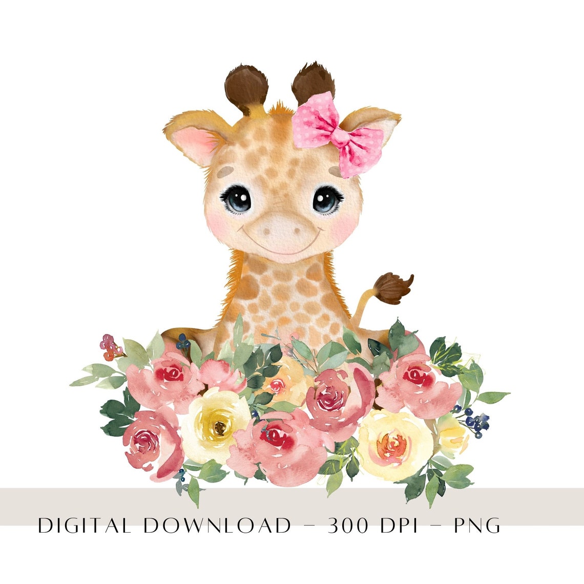 Spring Floral Baby Giraffe Kids Animals Sublimation Png Etsy