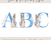 Blue Peter Rabbit Letters Floral Alphabet Clip Art Blue Foil - Etsy