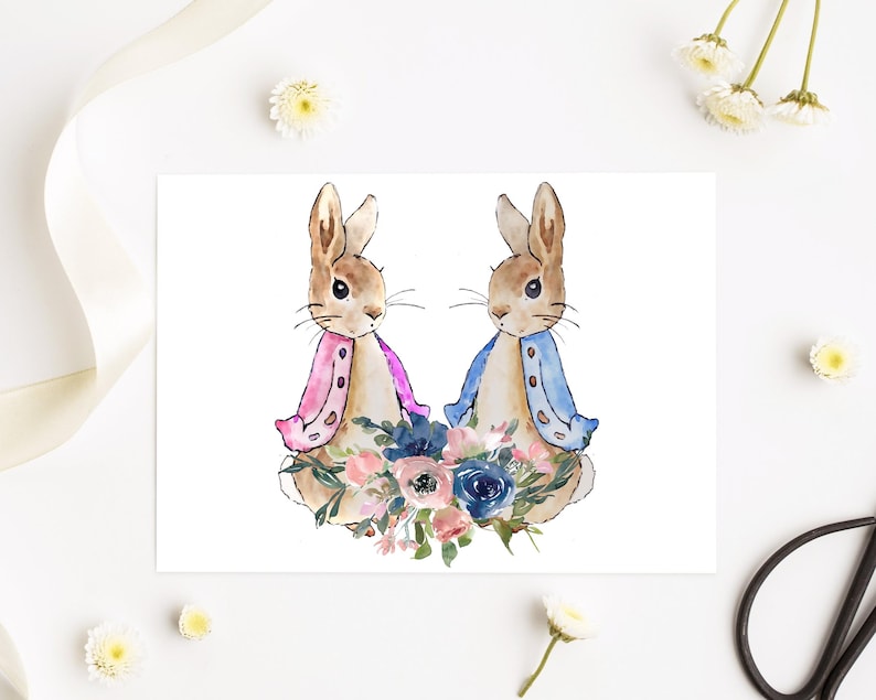 Flopsy Bunny PNG Baby Gender Reveal PNG Peter Rabbit Floral - Etsy