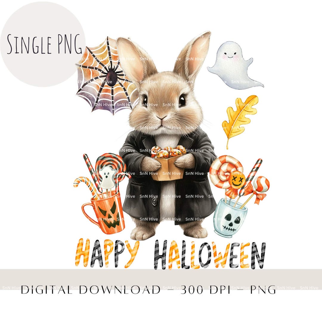 Cute Bunny Halloween PNG, Happy Halloween Card Image, Halloween Kids ...