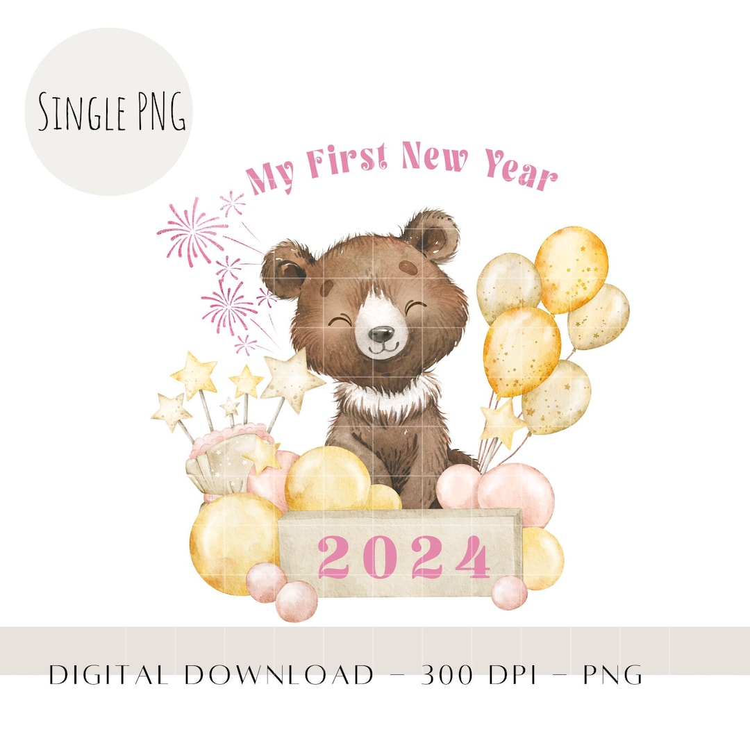 My First New Year PNG, 1st New Year Design, Kids Sublimation Design ...