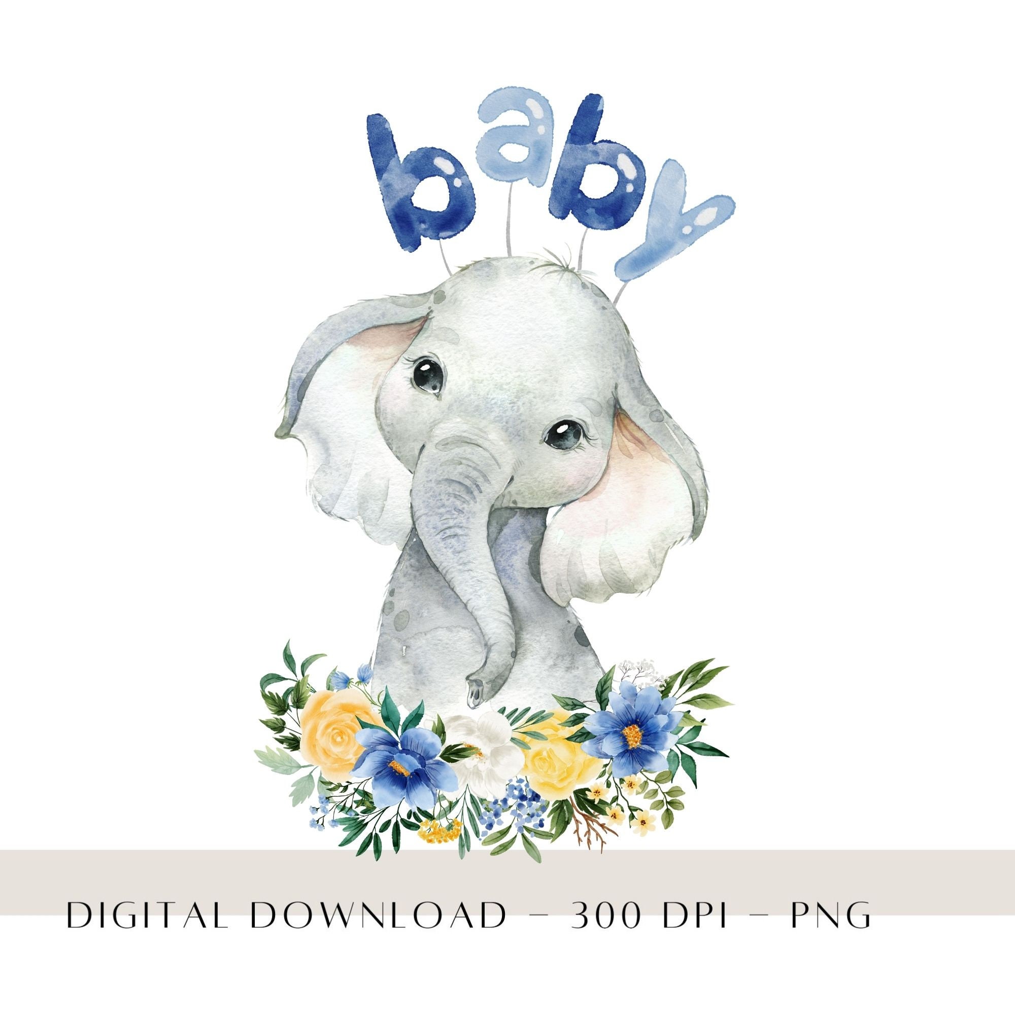 It's a Boy PNG Baby Elephant With Blue Balloons Kids - Etsy Canada