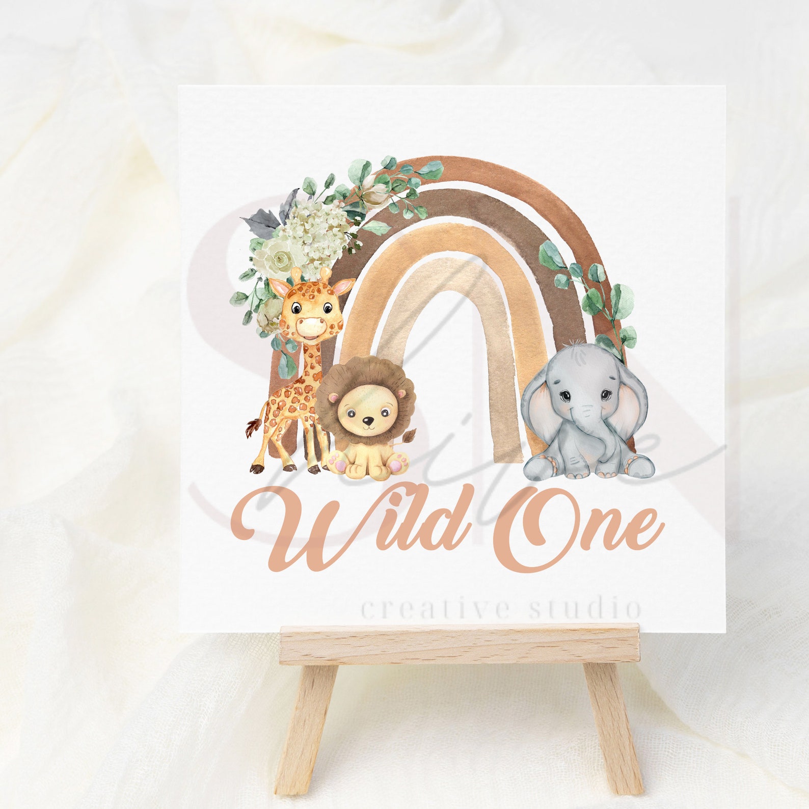 Wild One PNG, Watercolour Kids Safari Animals Sublimation PNG, Safari ...