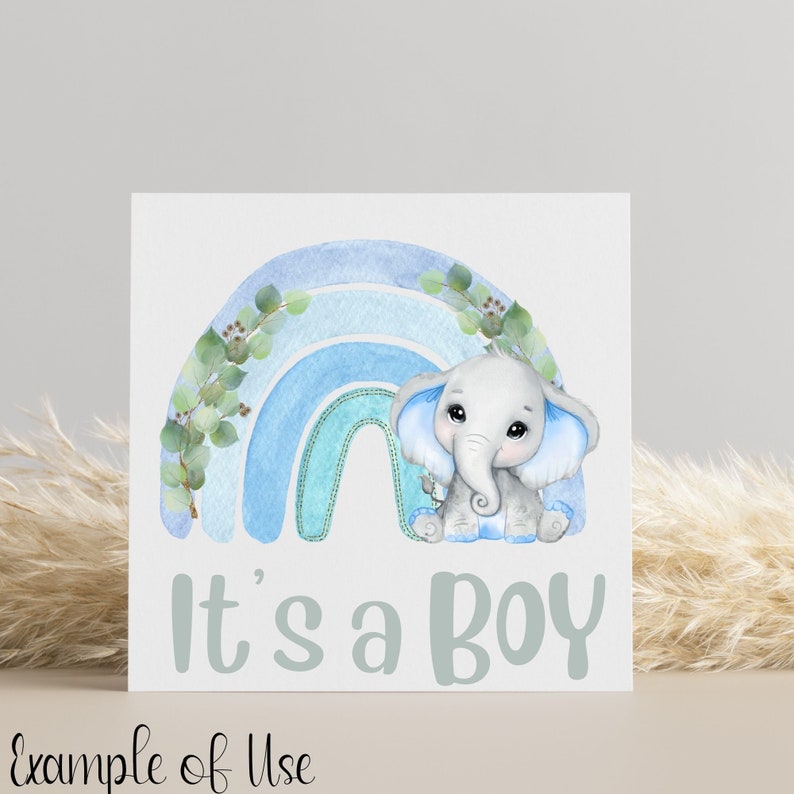 Baby Elephant Clipart, Watercolour Greenery Elephant PNG, Safari Jungle ...