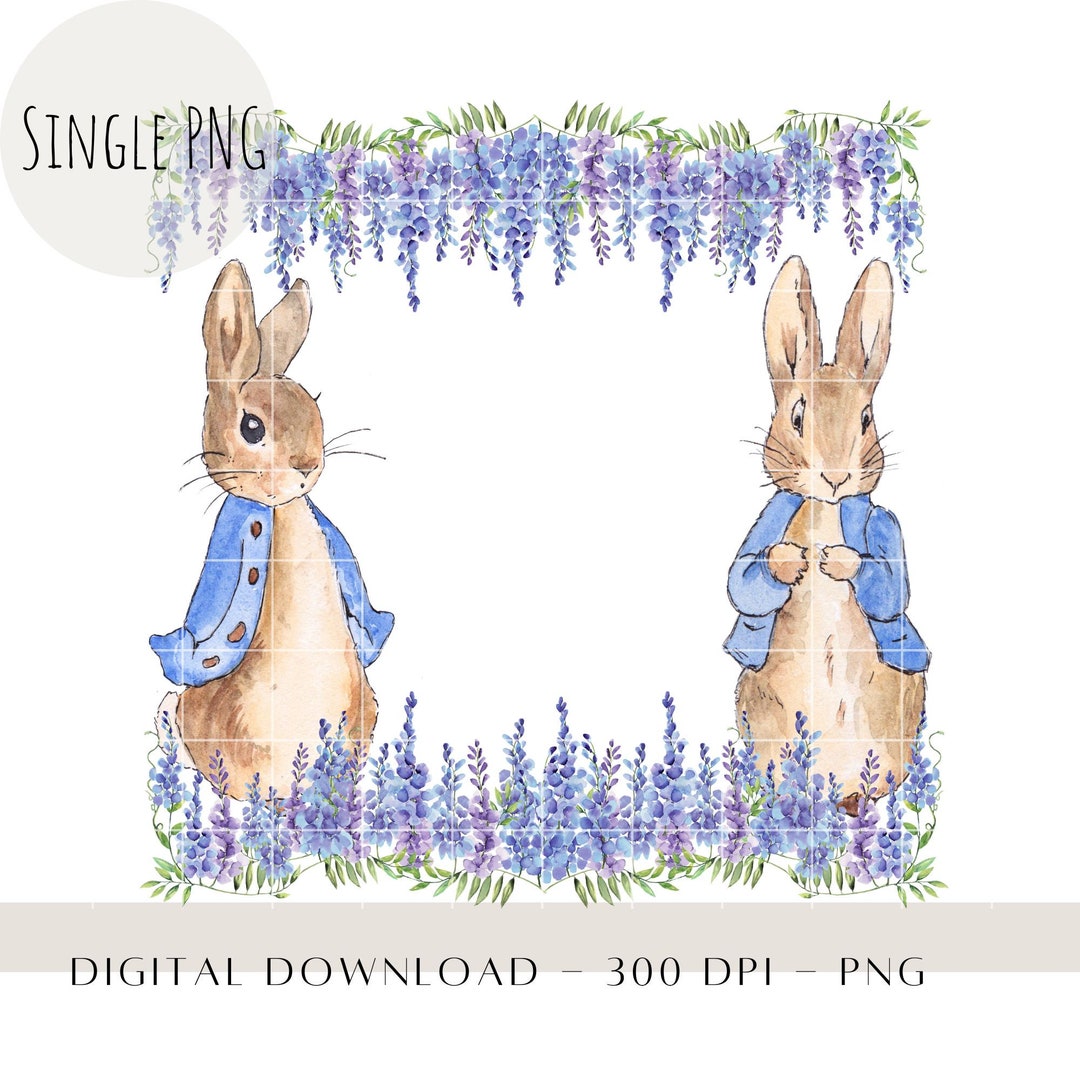 Peter Rabbit Easter Frame PNG, Peter Rabbit Floral Design, Invite Card ...