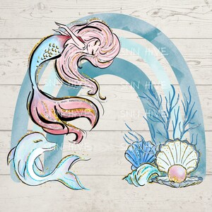 Mermaid Rainbow Underwater PNG, Sublimation Design, Under the Sea ...