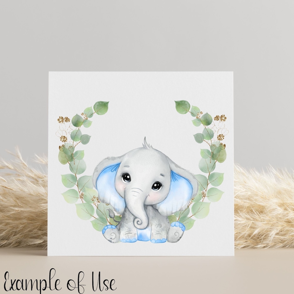 Baby Elephant Clipart Watercolour Greenery Elephant PNG - Etsy