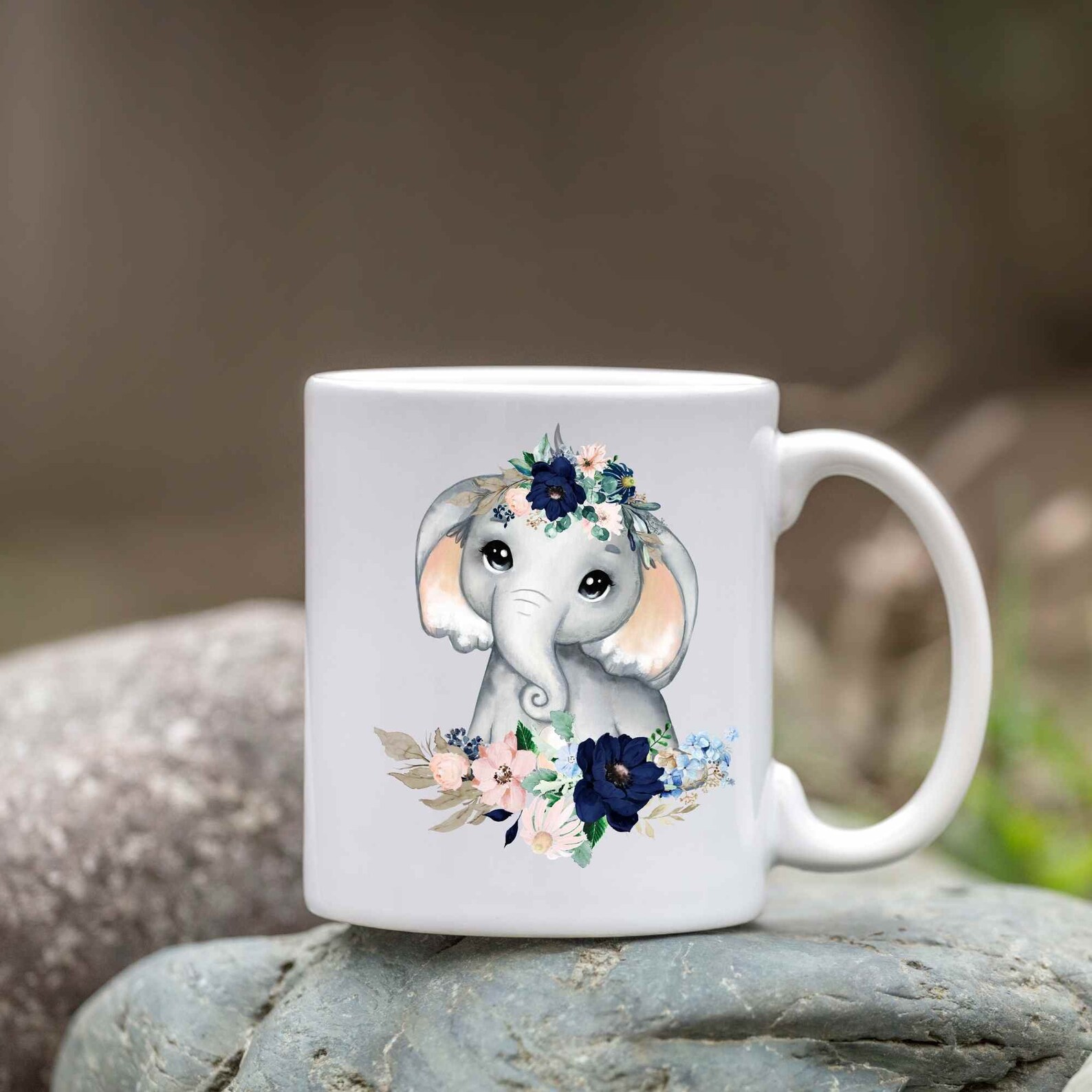 Floral Baby Elephant PNG Navy Blue and Blush Floral PNG Kids - Etsy