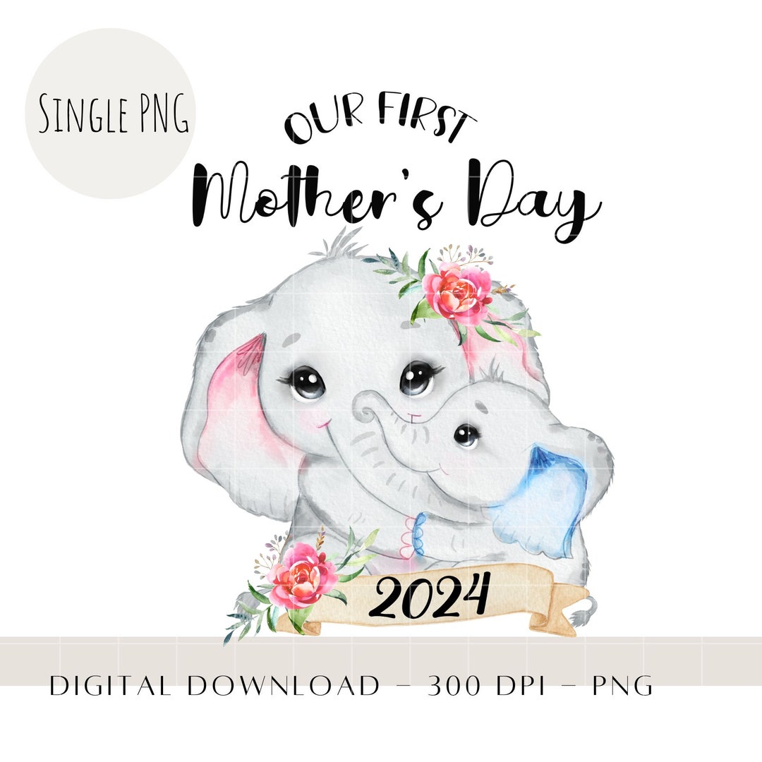 Mother Baby Elephant PNG, Watercolour Kids Animals Sublimation PNG ...