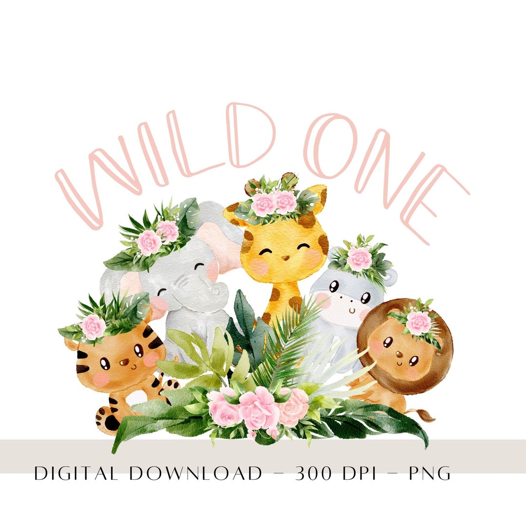 Wild One PNG Watercolour Kids Safari Animals Sublimation PNG - Etsy