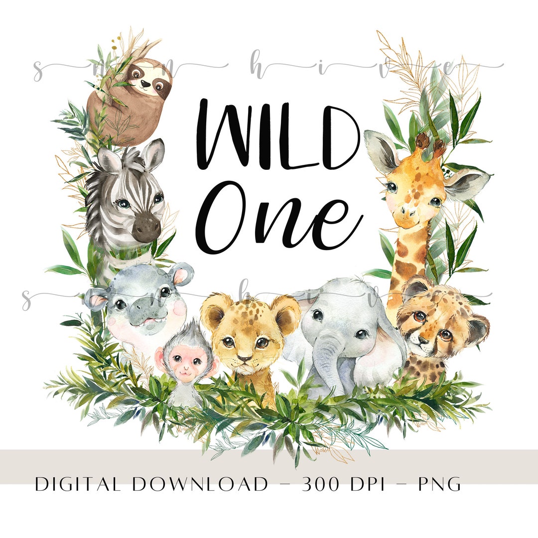 Safari Baby Animals, Watercolour Kids Animals Sublimation PNG, Safari ...