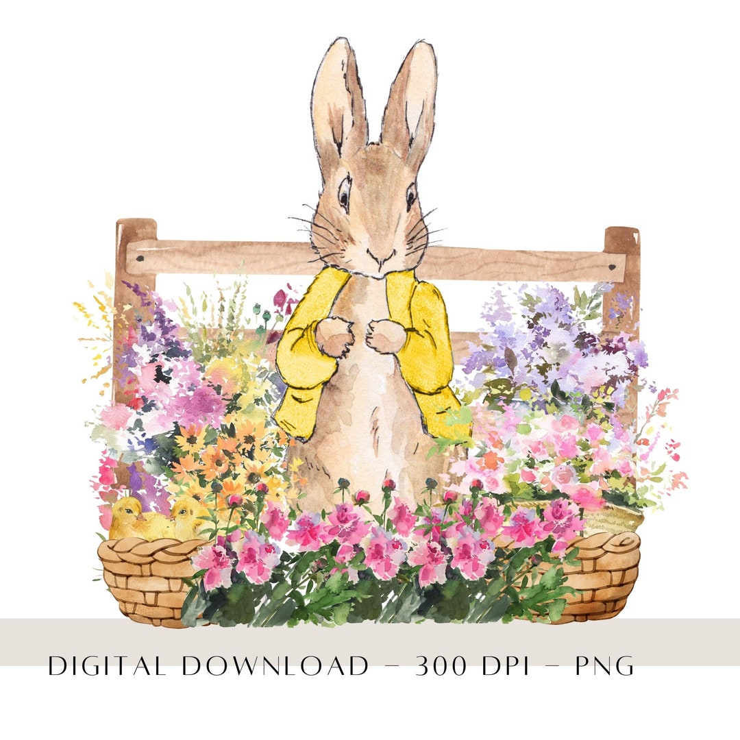 Peter Rabbit Easter PNG, Peter Rabbit Spring Floral Garden Clipart ...