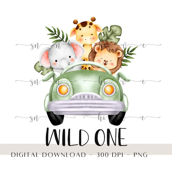 Safari Baby Animals Car PNG Watercolour Baby Animals Kids | Etsy