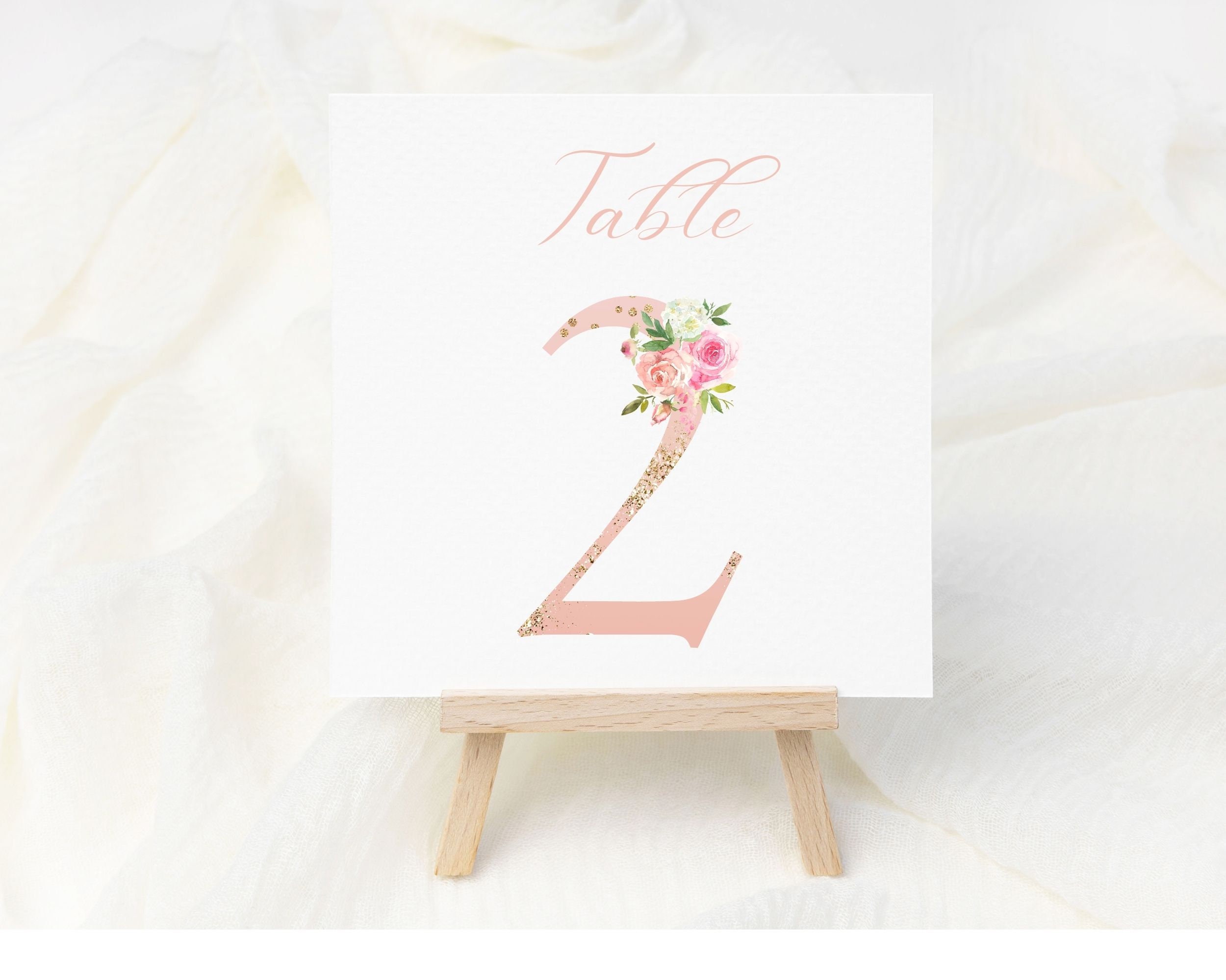 Floral Table Numbers Blush Pink Watercolour Floral Letters - Etsy