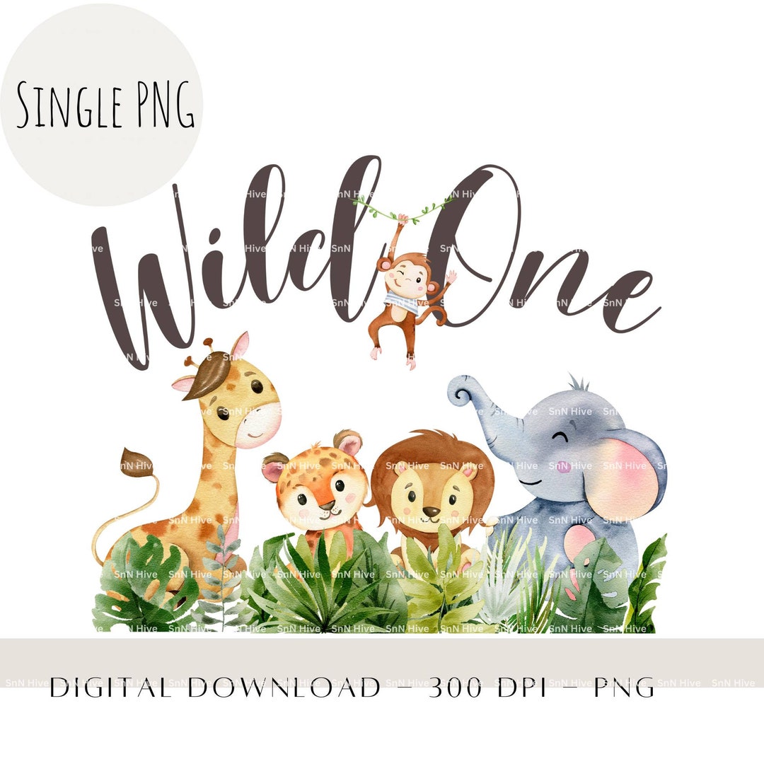 Safari Baby Animals, Watercolour Kids Animals Sublimation PNG, Safari ...