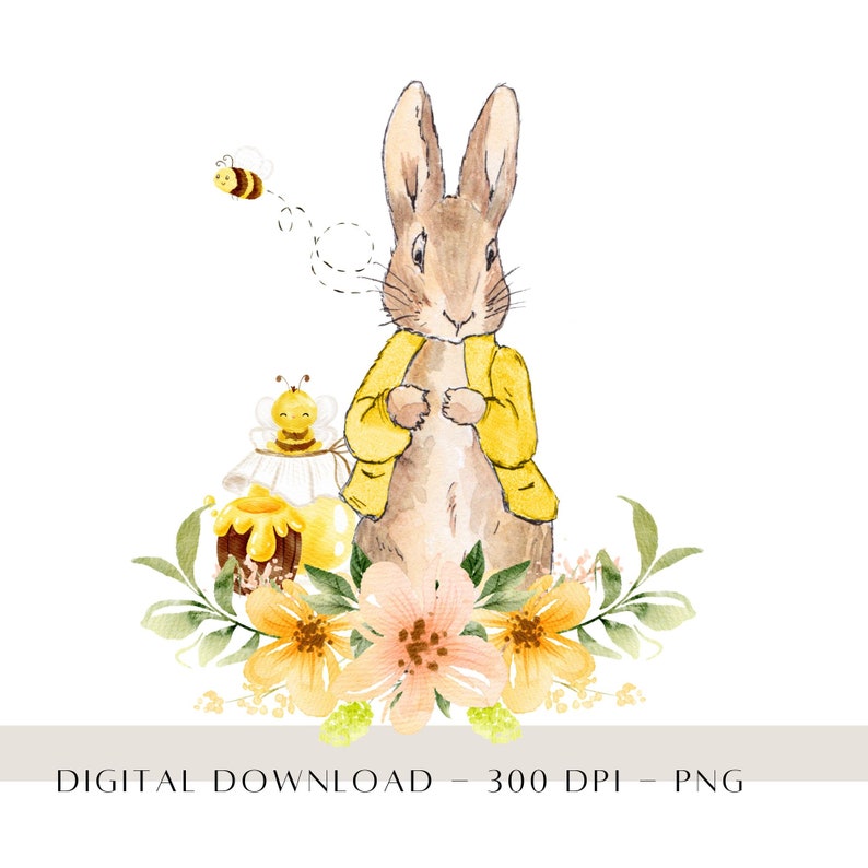 Peter Rabbit Spring Easter Clipart Peter Rabbit Floral | Etsy