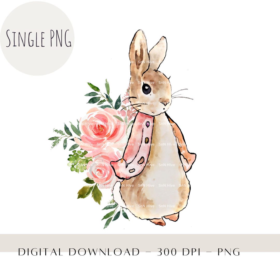 Flopsy Bunny Designs PNG, Peter Rabbit Floral Easter Clip Art ...
